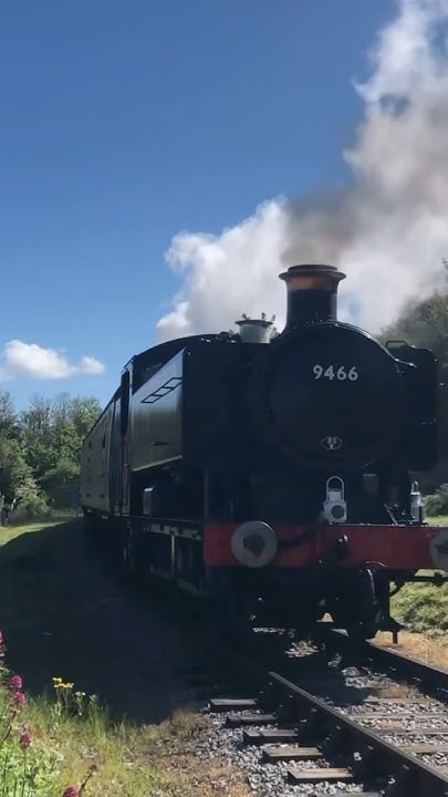 GWR mogul 9351 pulls GWR pannier 9466 out of watchet station (the west Somerset railway) - YouTube