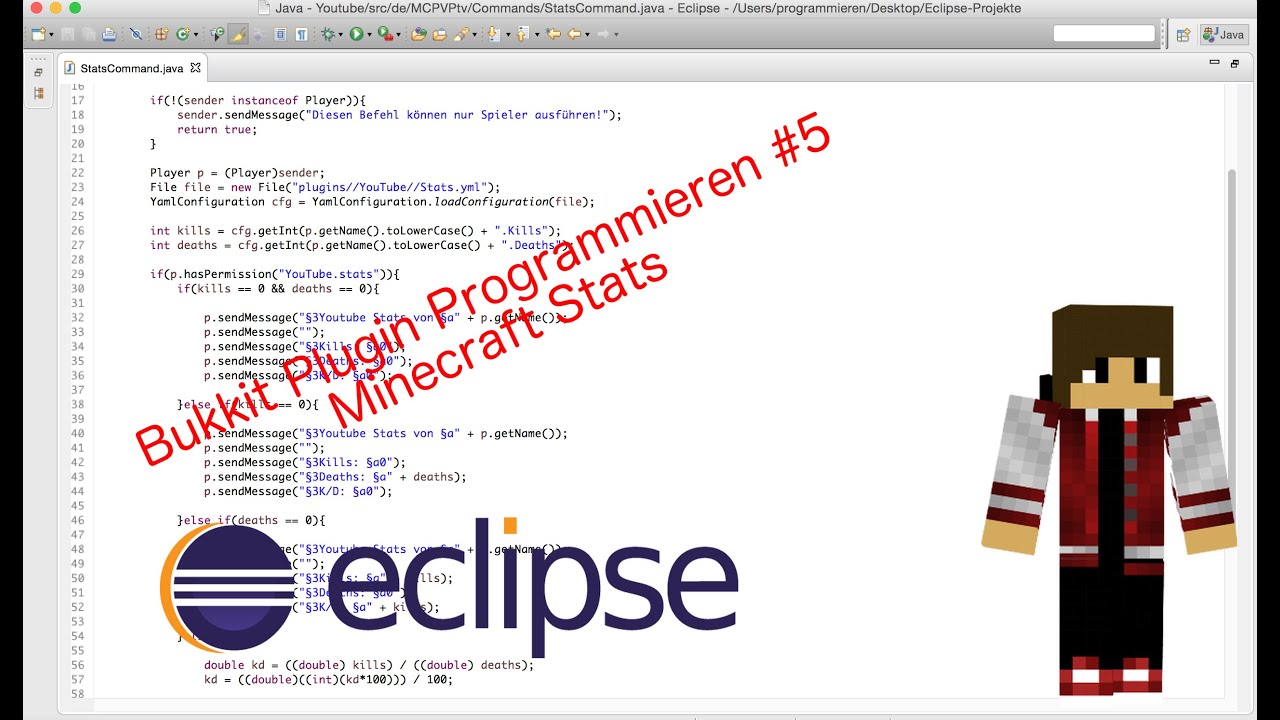 Bukkit Plugins Programmieren 6 Stats Command Youtube
