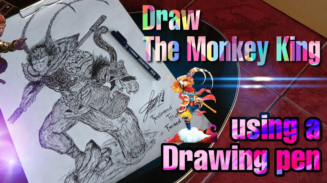 Menggambar kera sakti mudah dan simpel dengan menggunakan drawing pen ...