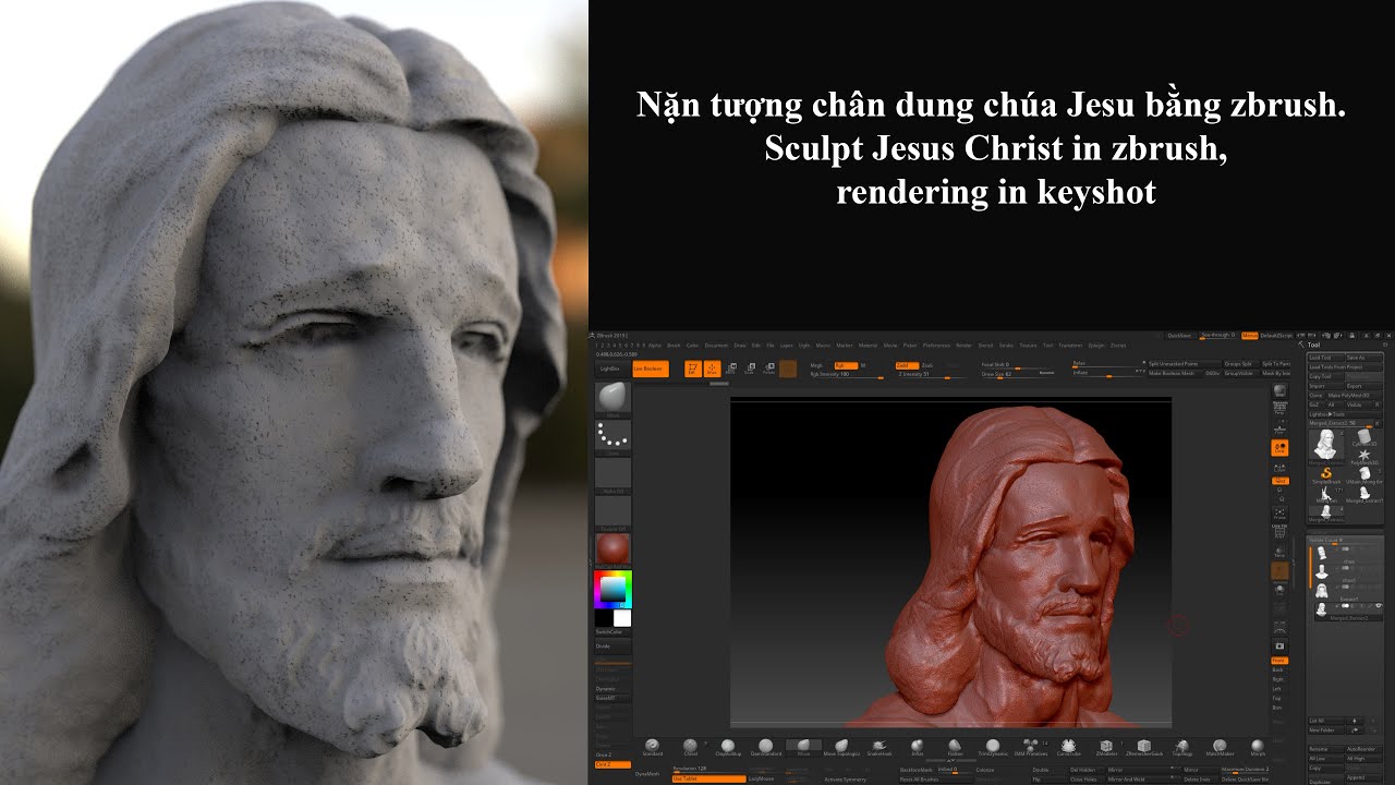 Nặn tượng chân dung chúa Jesu bằng zbrush. Sculpt Jesus Christ in ...