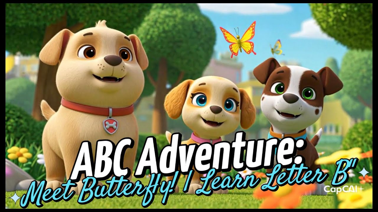 ABC Adventure with Puppies. Meet Butterfly! Learn Letter B. FUN KIDS ...