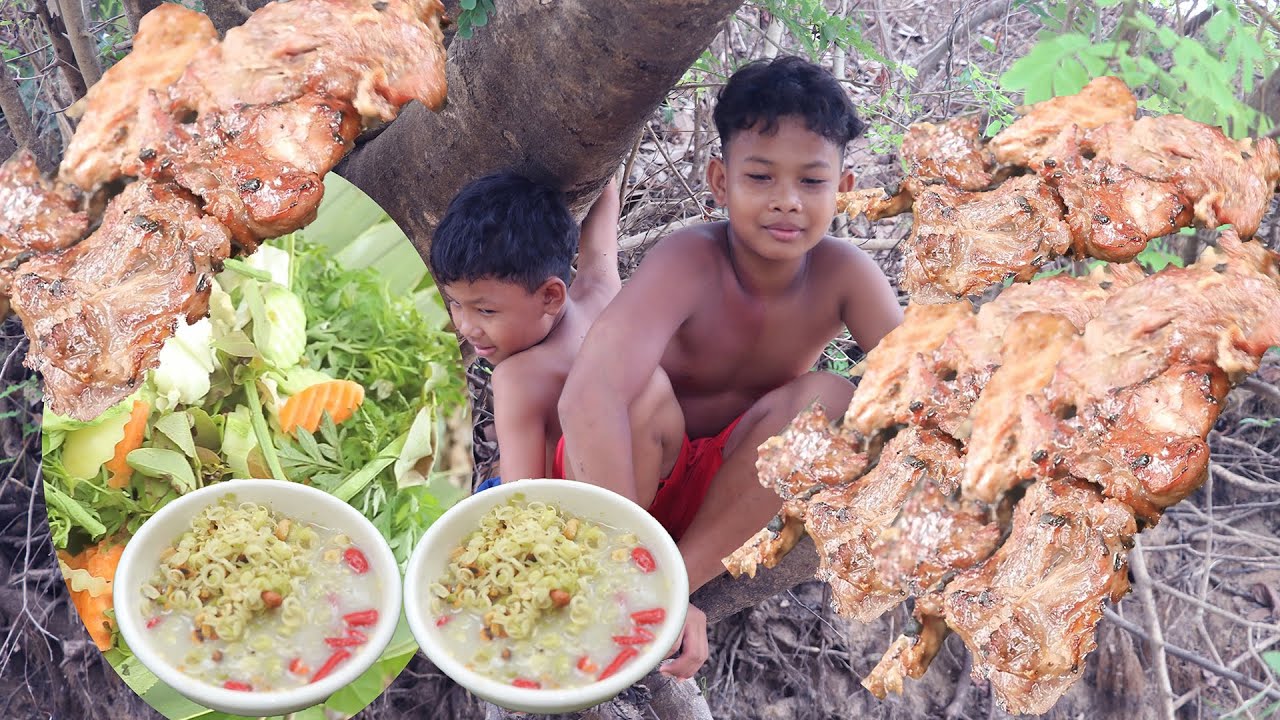 Barbecue beef recipes in forest and eating delicious - Cooking skill ...