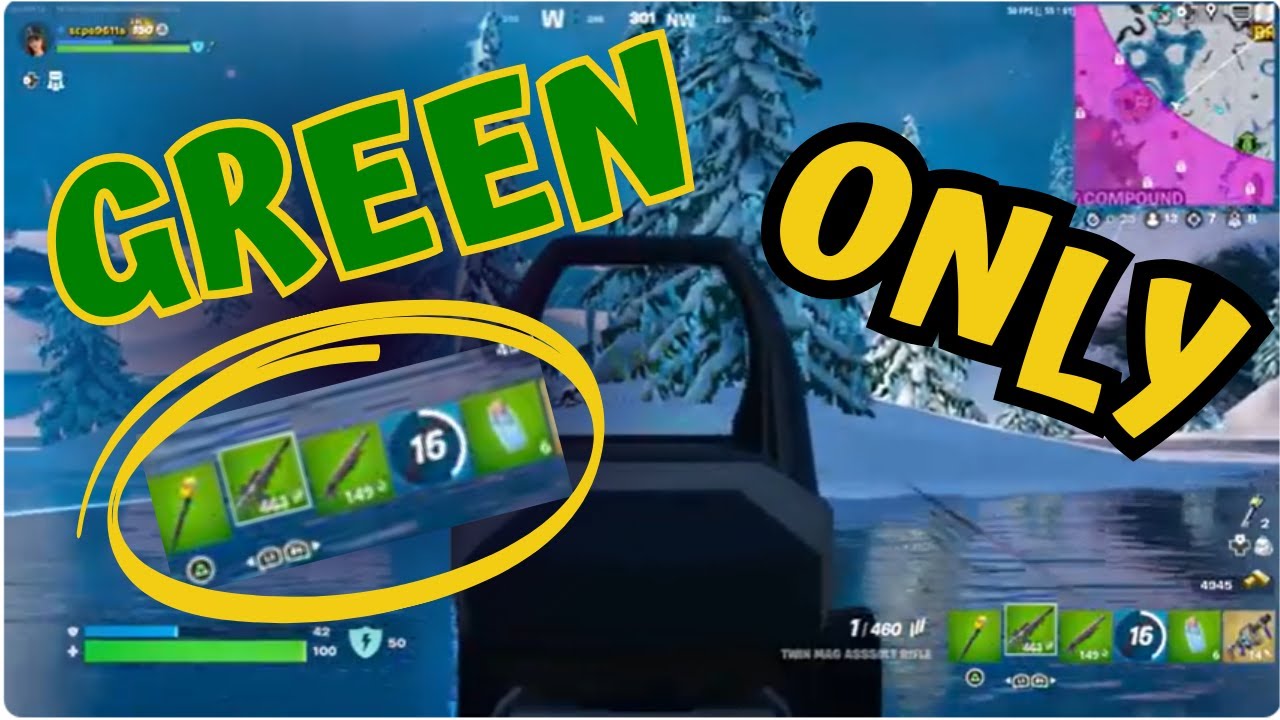 Green Weapons Only CHALLENGE | Fornite Gameplay - YouTube