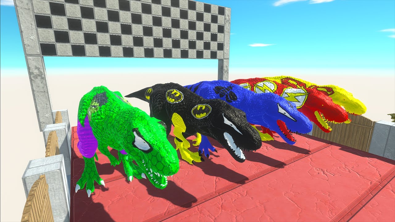 Jurassic World Evolution 4 T rex Superheroes Vs Godzilla Speed Race ...