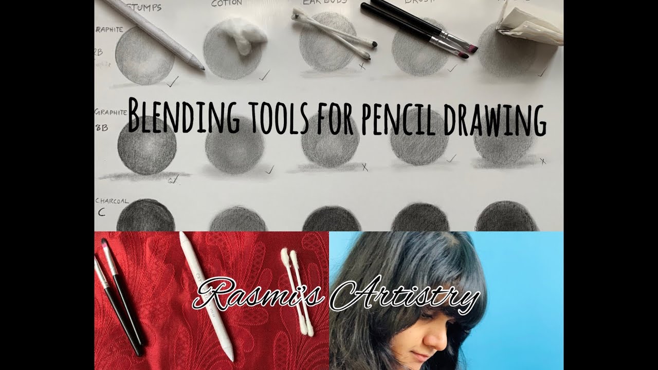 How to blend charcoal and graphite Pencil drawing |Makeup brush,stumps ...