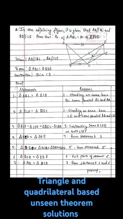 Triangle and quadrilateral based unseen theorems solutions #shorts #maths #ytshorts #exam # ...