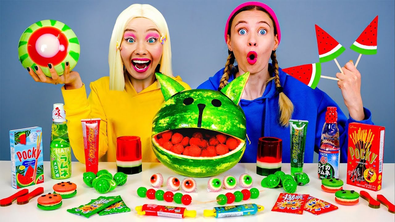 ASMR WATERMELON TANGHULU, FRUITS RICE CAKE, ROPE JELLY 수박 탕후루, 딸기 화과자 ...