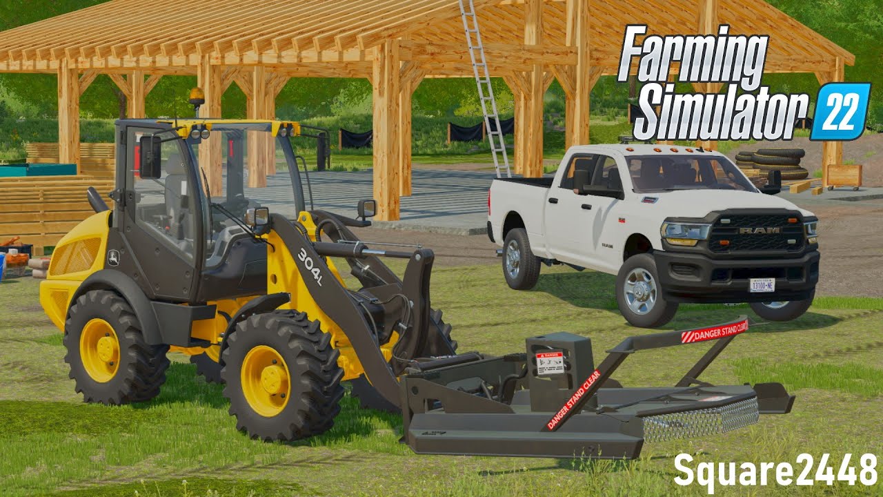 Brush Mowing OVERGROWN Job Site! (Deere Loader) | FS22 Landscaping ...