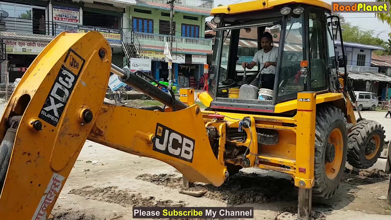 People Watching JCB Dozer Work - JCB Digger Making Drain For Road ...