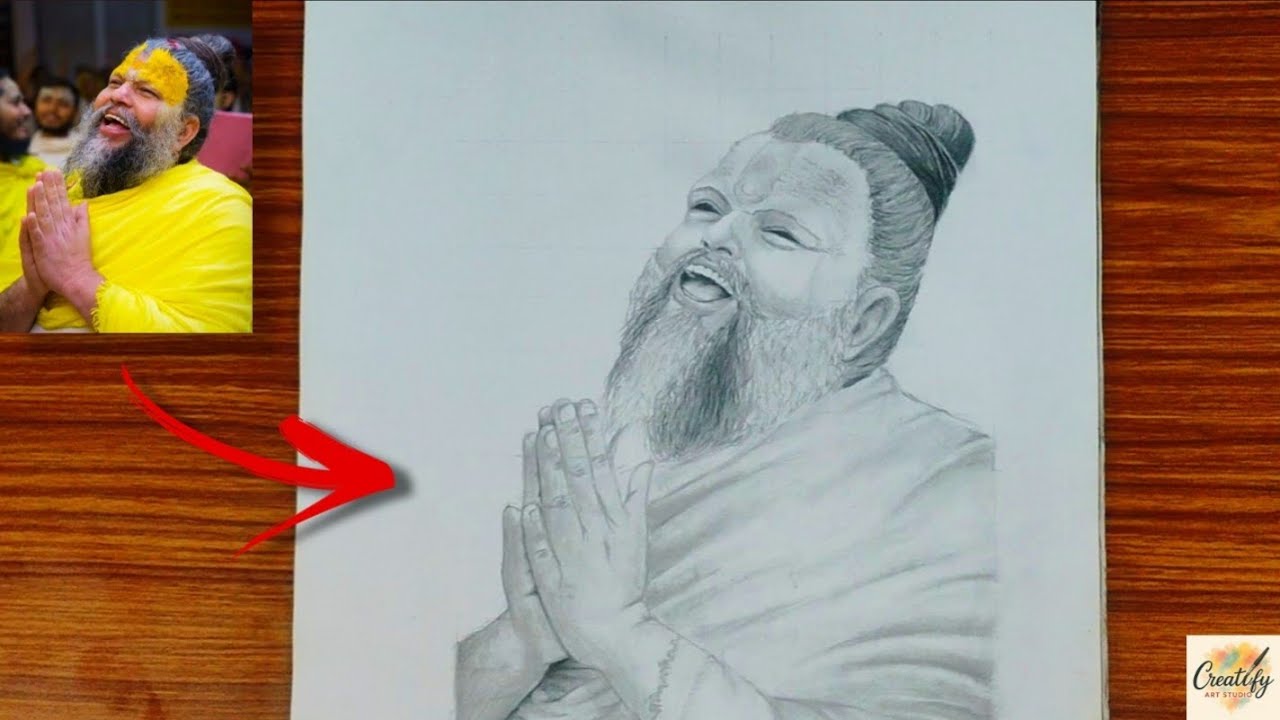 Premanand ji maharaj drawing | grid method | step by step | creatify ...