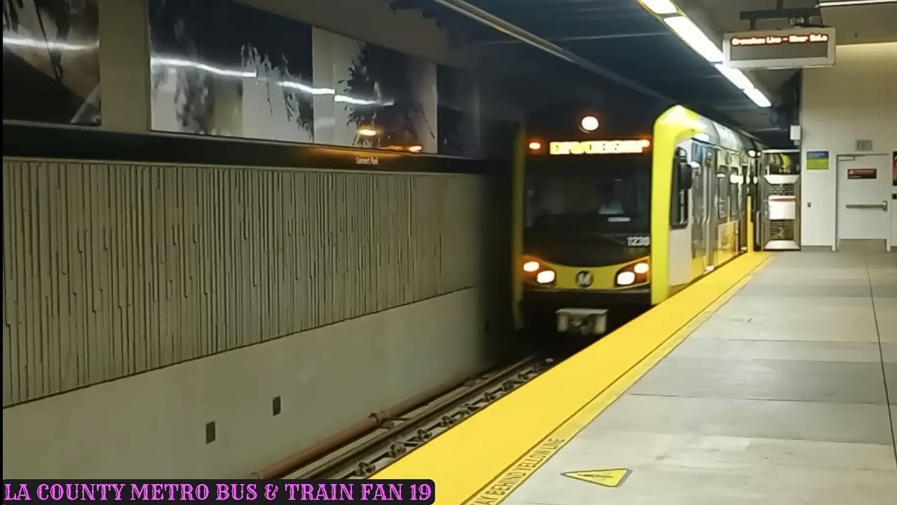 LACMTA METRO K LINE TRAIN ARRIVING & DEPARTING FROM LEIMERT PARK ...