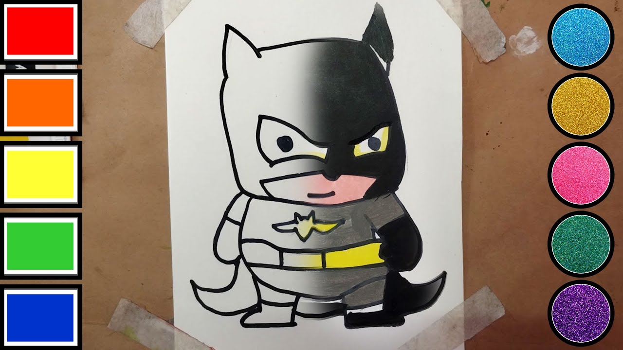 Cute Batman Drawing & Coloring For Kids Toddlers_ Child Art - YouTube