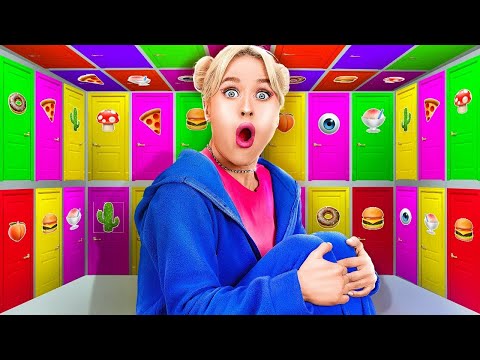 100 GİZEMLİ KAPIDAN SADECE BİRİ KAÇIŞ FIRSATI TANIYOR || 123 GO! FOOD ile Gerçek Hayatta Squid Game