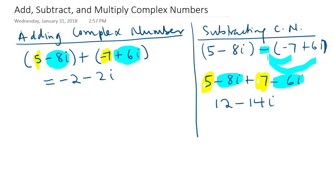 Add Subtract And Multiply Complex Numbers YouTube Add Subtract And Multiply Complex Numbers YouTube