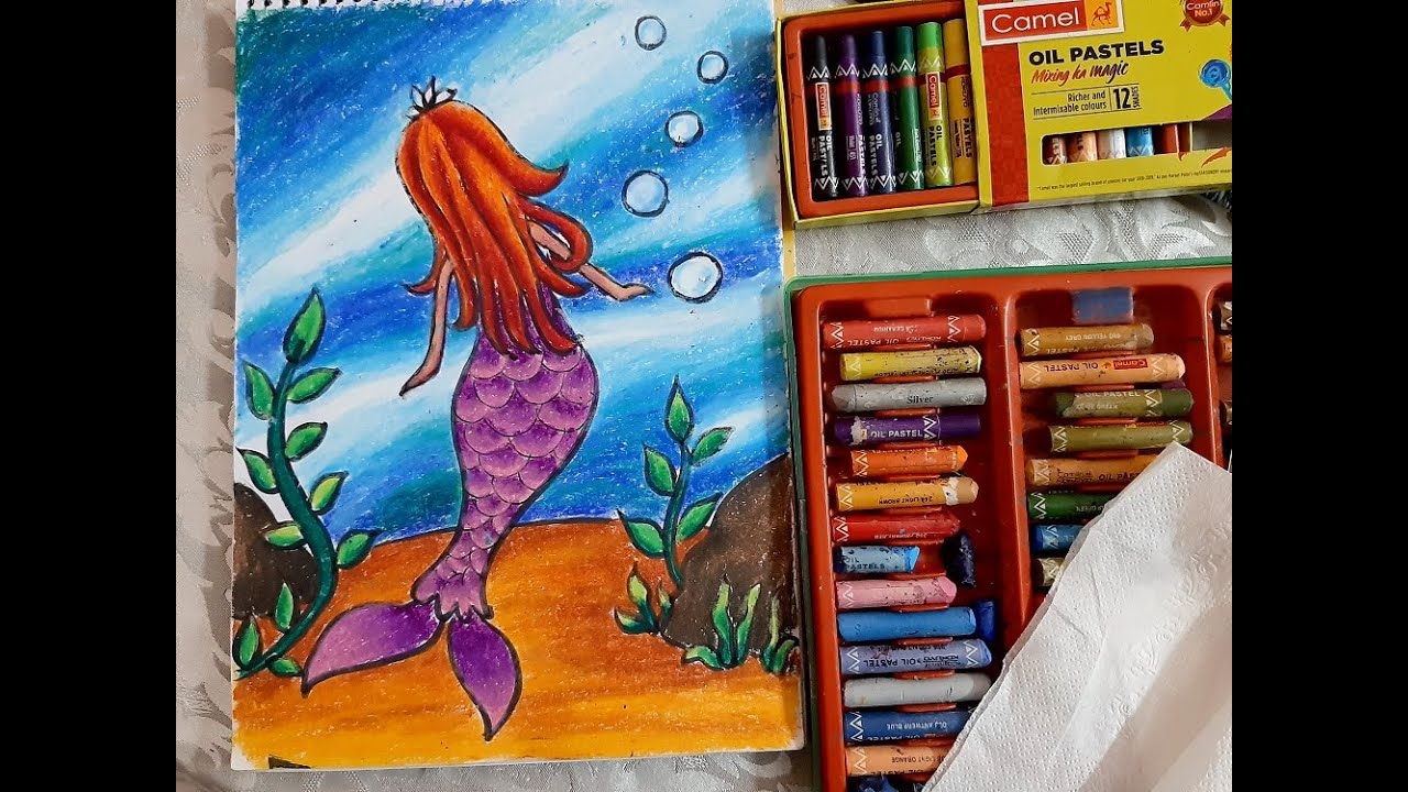 Beautiful Mermaid//Oil Pastels//Budding Artist// - YouTube