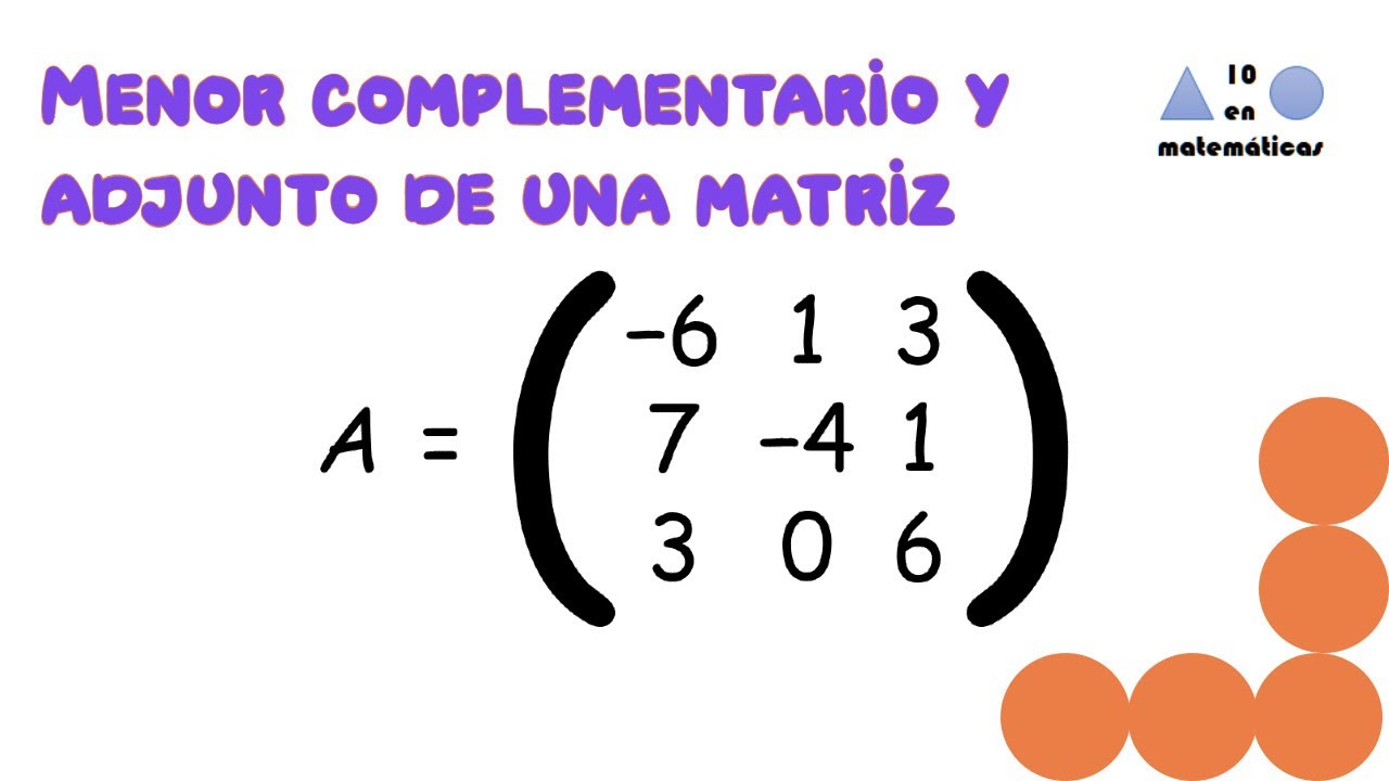 Menor complementario y adjunto de una matriz - YouTube