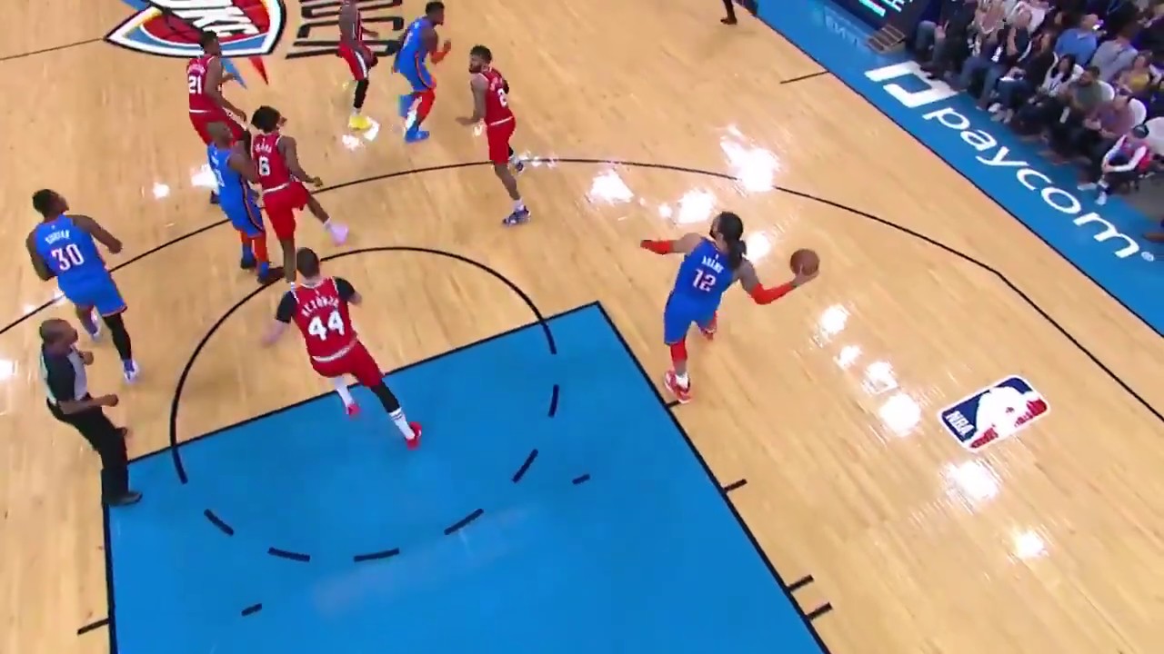 Steven Adams throw ANOTHER Touchdown Pass to Dennis Schroder ! - YouTube