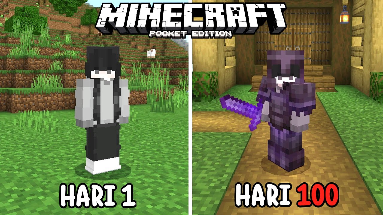 100 Hari Bertahan Hidup di Minecraft Pocket Edition - YouTube