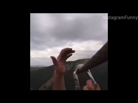 instagram funny  Zip line malfunctions at extreme heights 😱