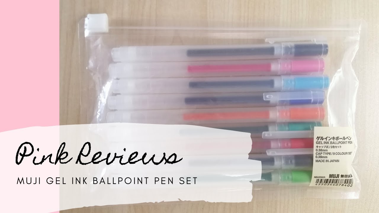 Muji Gel Ink Ballpoint Pen Set | Pink Reviews - YouTube
