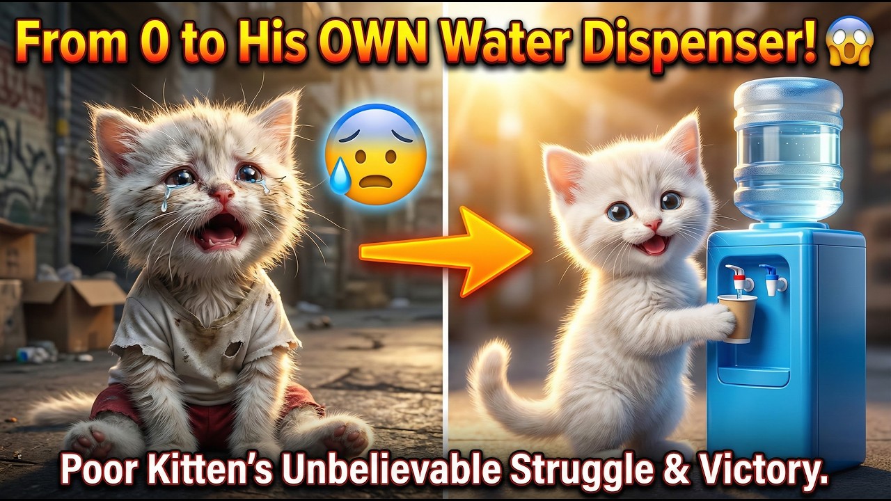 Fluffy White Kitten's Journey: From Thirst to Triumph - YouTube