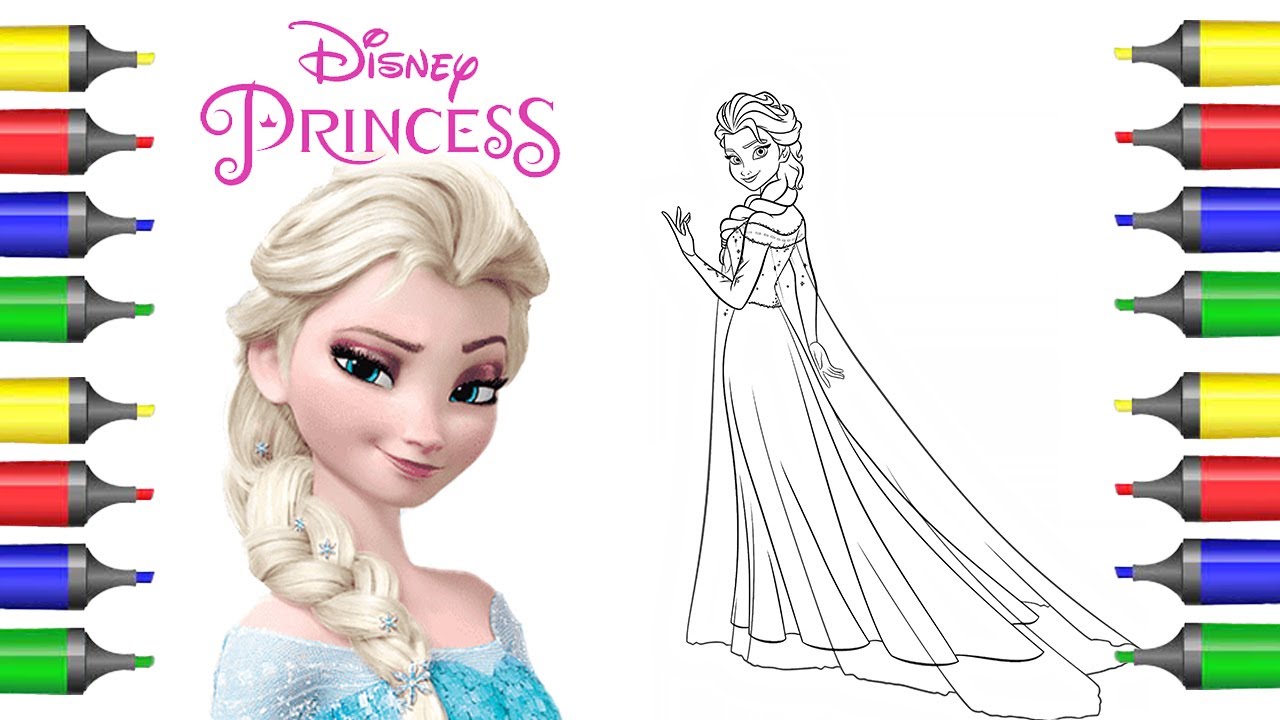 How to color Elsa from the cartoon Frozen - YouTube