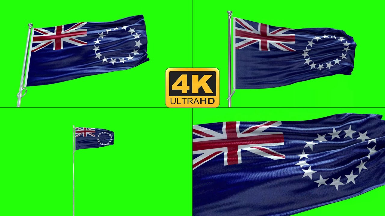 Cook Islands flag green screen 4k - YouTube