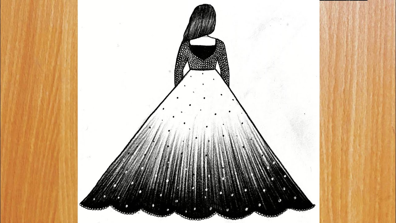 Traditional Girl Backside Lehanga - pencil sketch || Girl drawing for ...