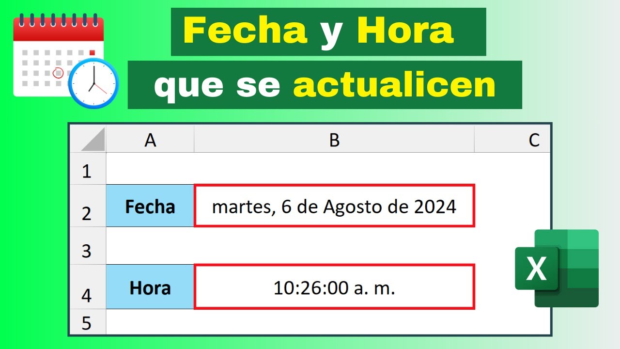 📆⏰Cómo poner la FECHA y HORA ACTUAL en Excel que se actualice - YouTube