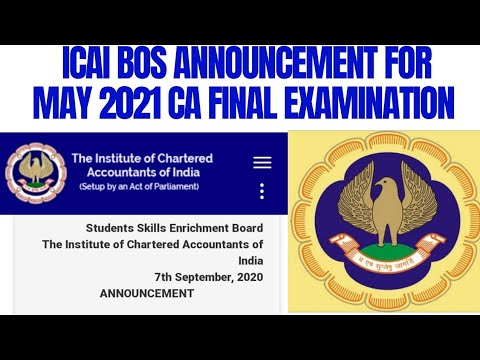 ICAI BOS ANNOUNCEMENT FOR MAY 2021 CA FINAL EXAMINATION | MCS and ...