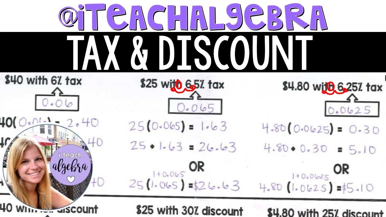 Algebra 1 - Tax and Discount - YouTube