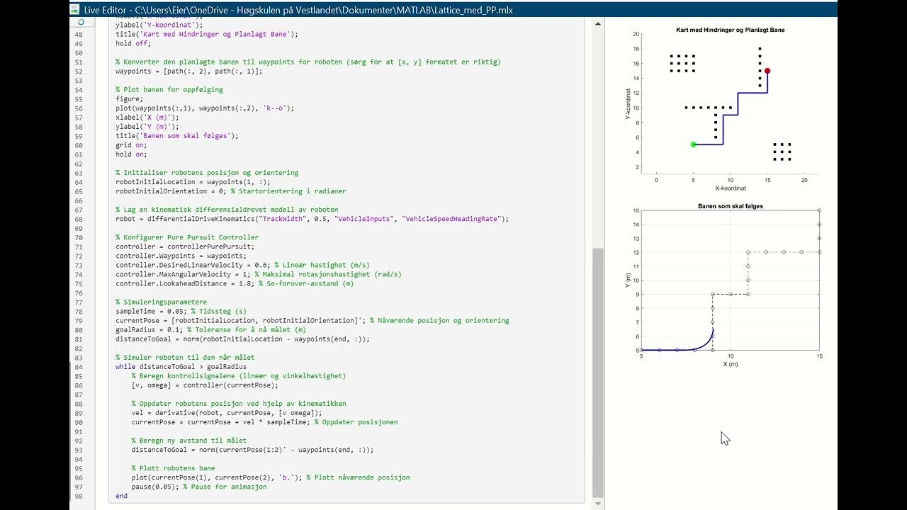 lattice planner pure pursuit simulation - YouTube