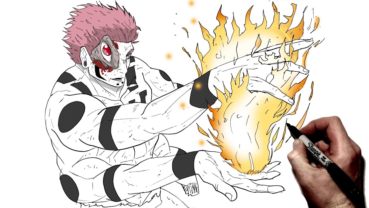 How To Draw Sukuna "Open, Furnace" | Step By Step | JJK - YouTube