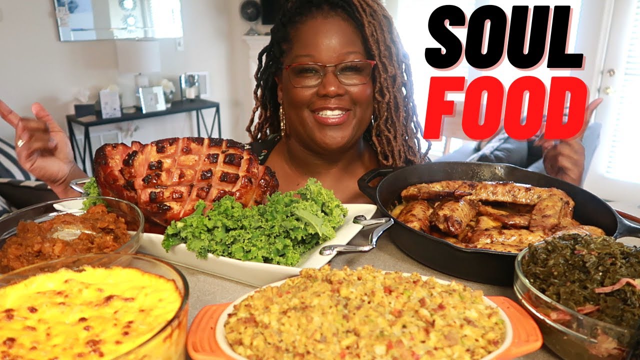 Soul Food Meal Smothered Turkey Wings Glazed Ham Kale Mashed Sweet ...