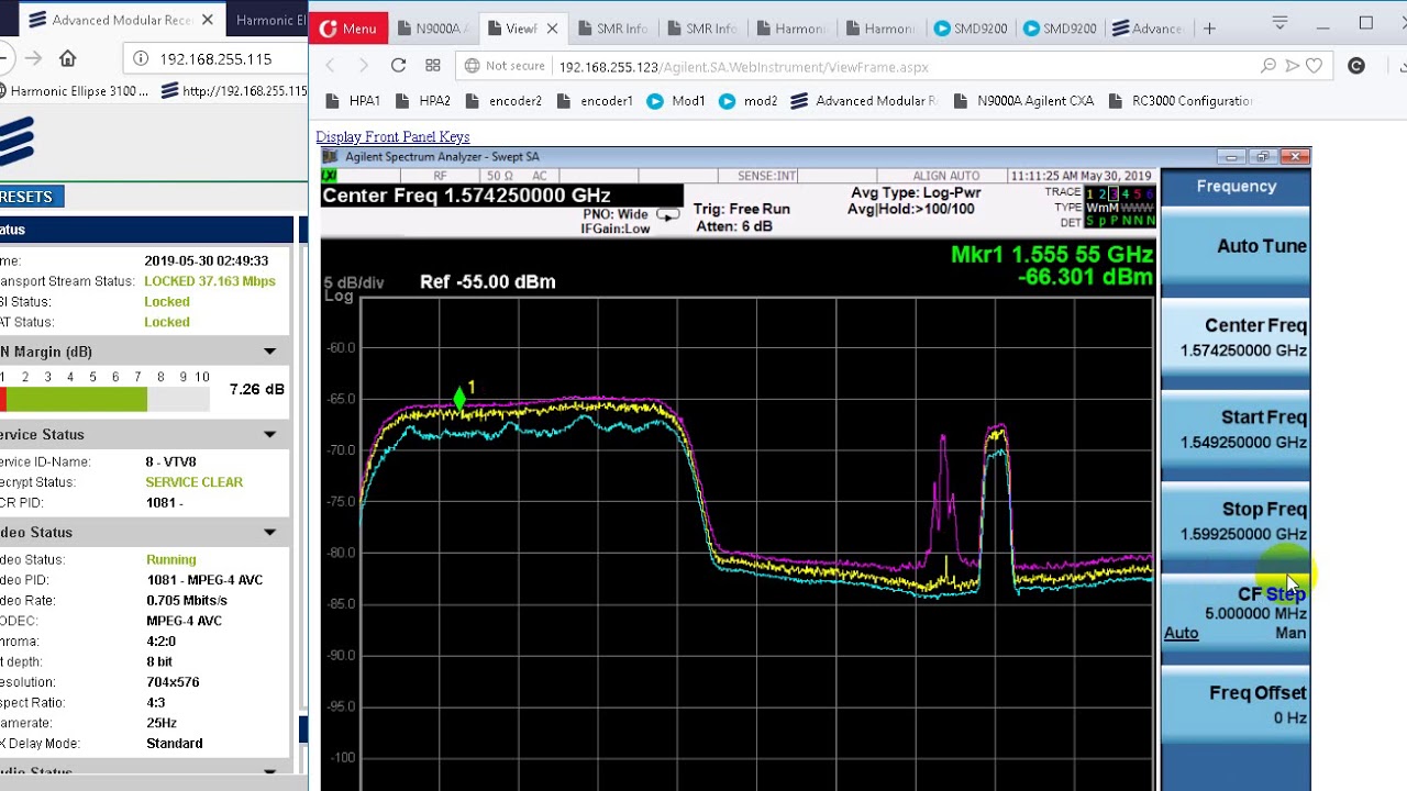 DVB S2 transmission with H264 encoder and 8PSK modulation via Vinsat1 spectrum - YouTube