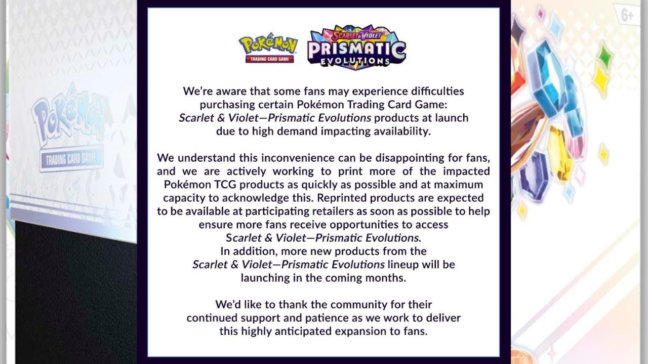 Pokemon Just Released a Statement Regarding the Low Supply of Prismatic ...