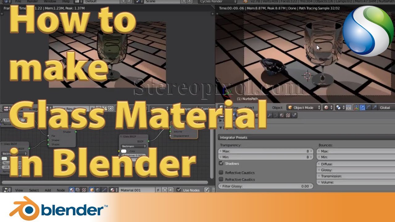How to make Glass Material with Cycles in Blender 3D - Beginner ...