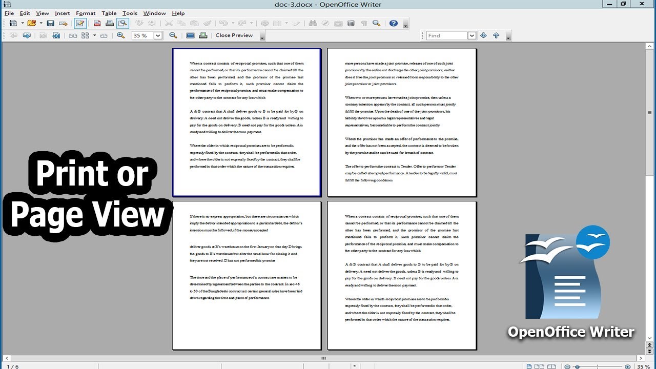 How to see print view or Page View and web browser view in OpenOffice ...