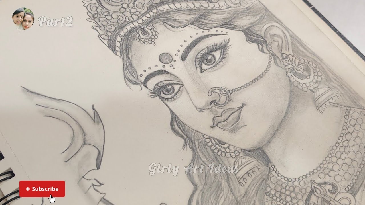 Easy Durga Ma Pencil Sketch Drawing / How To Draw Durga Ma Pencil ...
