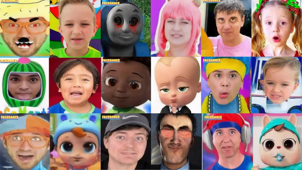 Funny Animation Blippi - Ryan’s World - Cocomelon - D Billions Face ...