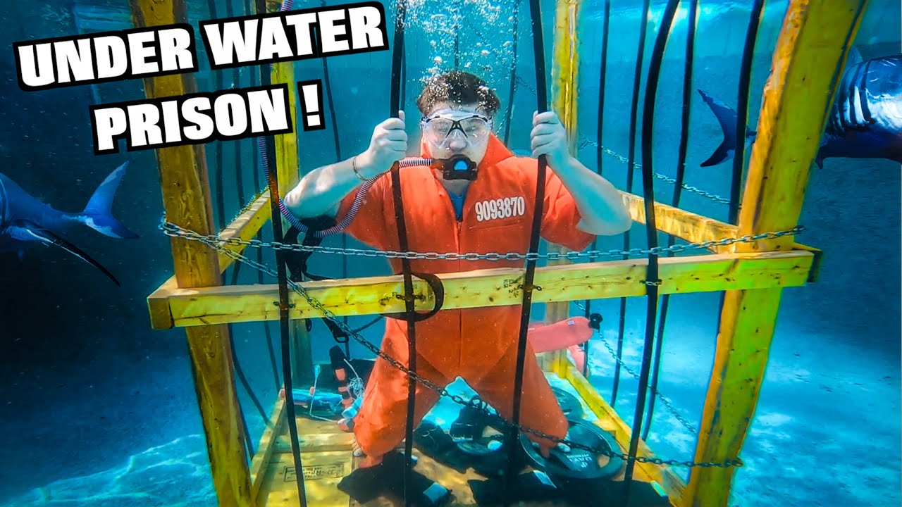 UNDERWATER BOX FORT PRISON ESCAPE! 24 Hour Challenge Prank - YouTube
