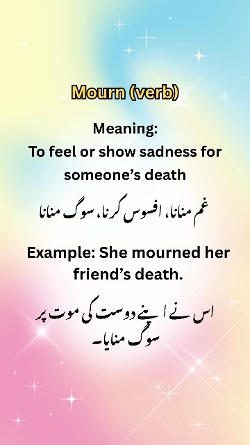 mourn meaning in Urdu,Hindi ,English with example #english #vocabulary ...