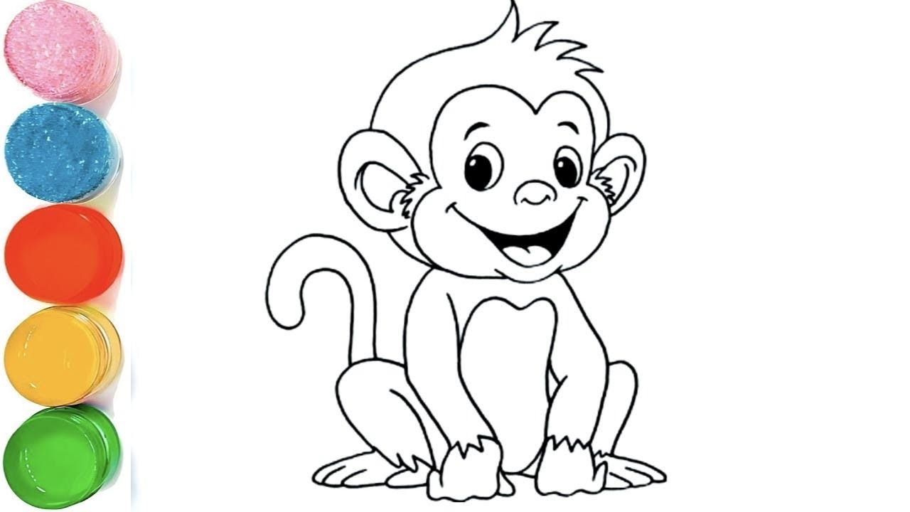 Cute Monkey 🐒 Drawing, Painting & Coloring For Kids and Toddlers_Child art - YouTube