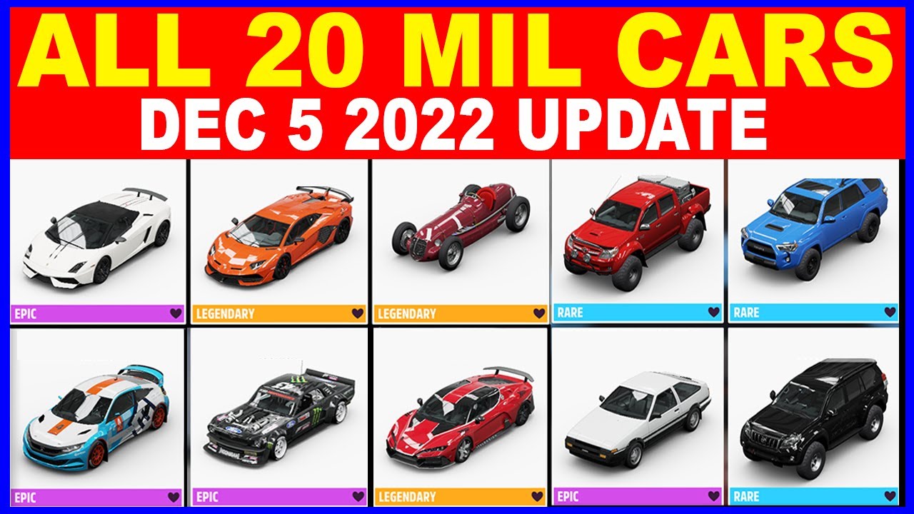 Forza Horizon 5 TOP 100 Rare Cars Price Update Dec 5 2022 Auction House ...