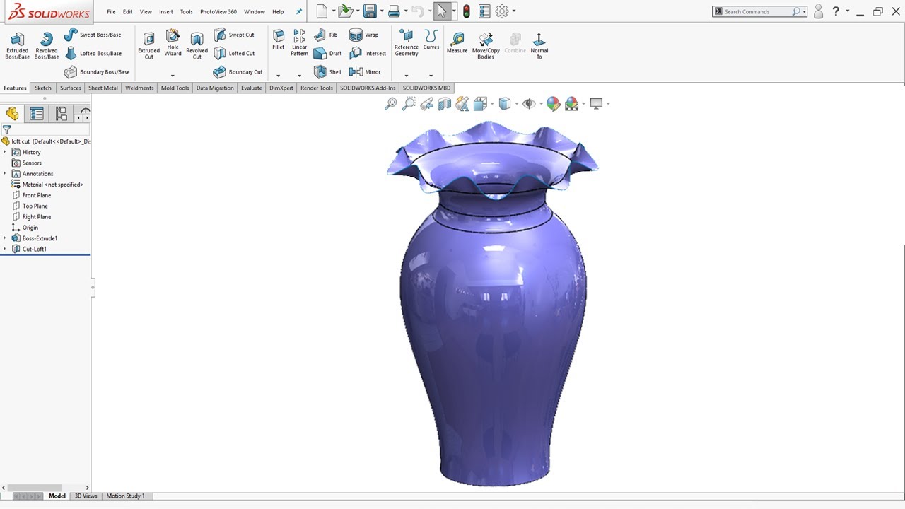 SolidWorks Surface Tutorials | Design flowerpot - YouTube