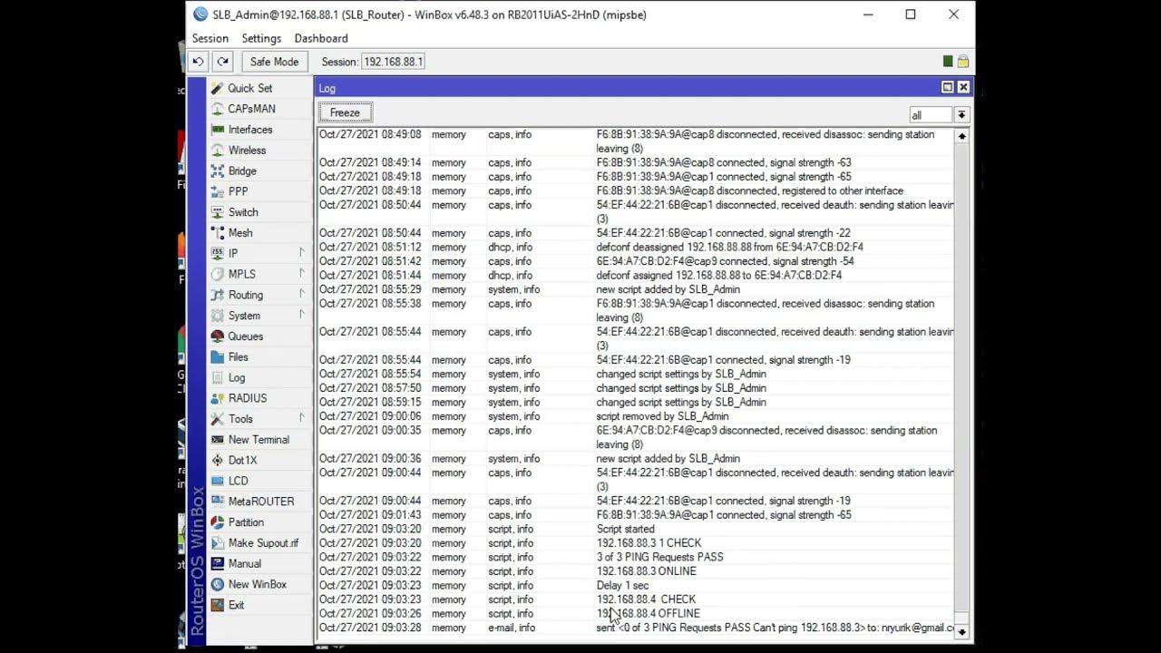Mikrotik script to check host availability and send email in host offline - YouTube