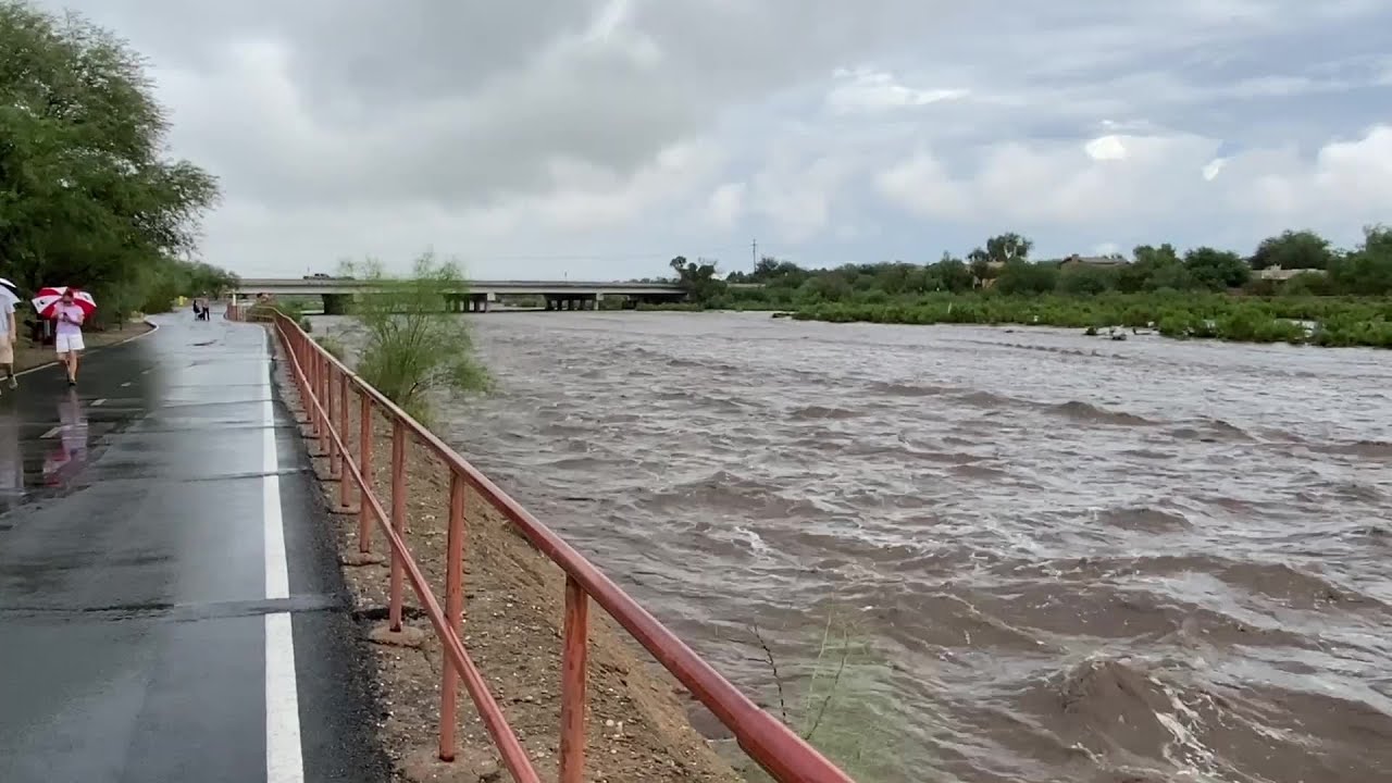 Watch now: Rillito River running steadily after recent monsoon showers ...