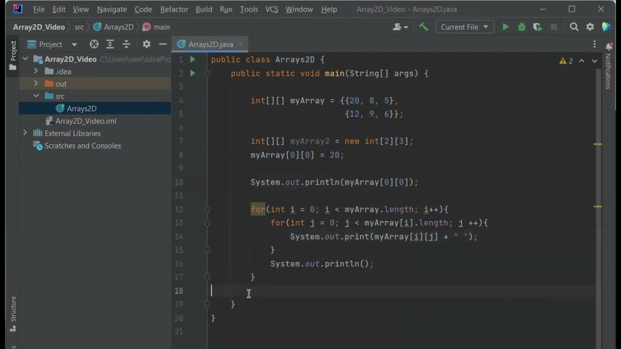 How To Create 2d Arrays Using Java - Youtube