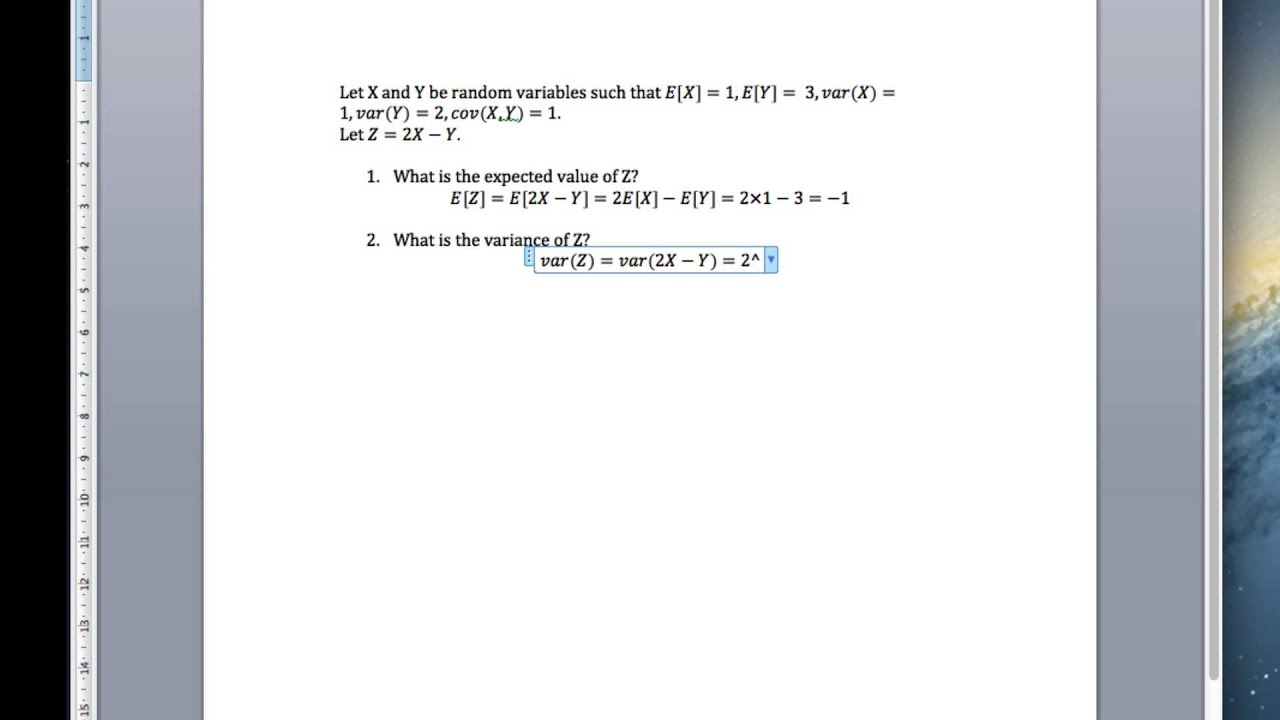 Linear Combination Of Two Random Variables Youtube 1698