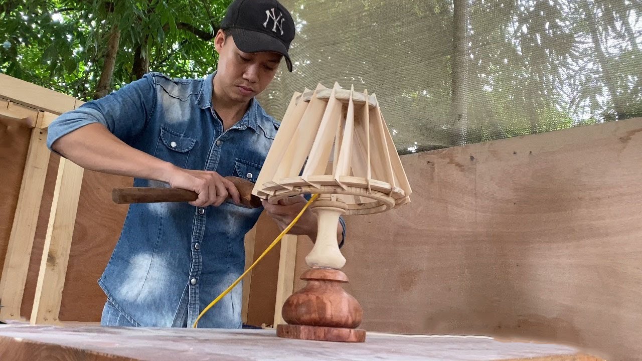 Woodworking DIY: Building Your Own Wooden Bedside Lamp - YouTube